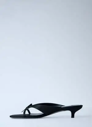 TOTEME Bow Detail Satin Kitten Heel Sandals - Black