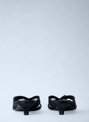 TOTEME Bow Detail Satin Kitten Heel Sandals - Black