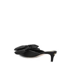 Valentino Garavani Silk Bow Detail Kitten Heel Pointed Toe Mules