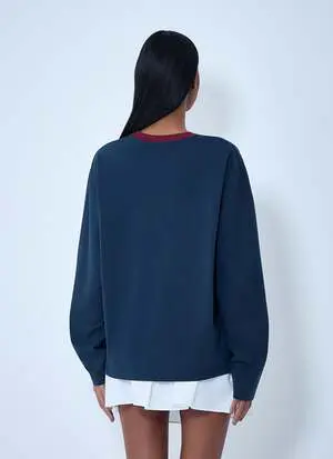 Miu Miu Cotton Jersey Sweatshirt With Logo Motif