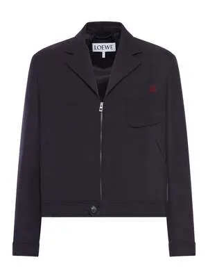 Loewe Wool Zip-up Jacket With Embroidered Logo - Multicolor