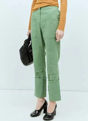 Max Mara Paneled Cotton Drill Pants - Green