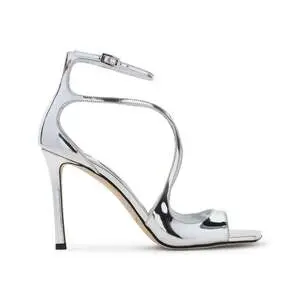 JIMMY CHOO Jimmy Choo Silver Patent Calf Leather Azia 95 Sandal Silver
