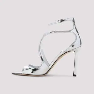 JIMMY CHOO Patent Calf Leather Azia 95 Sandal - Silver