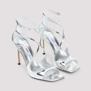 JIMMY CHOO Patent Calf Leather Azia 95 Sandal - Silver