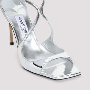 JIMMY CHOO Patent Calf Leather Azia 95 Sandal - Silver