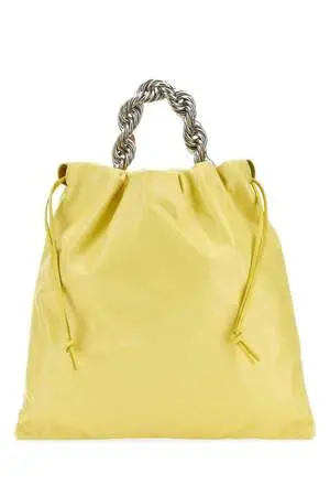 JIL SANDER Leather Bucket Bag With Silver Metal Finishing - Yellow