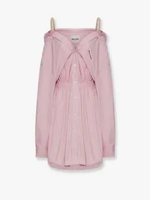 Miu Miu Striped Cotton Shirt Dress - Multicolor