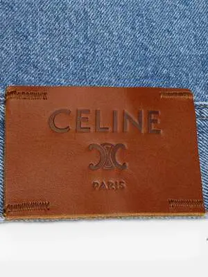 Celine Blue Denim Jacket With Logo Patch