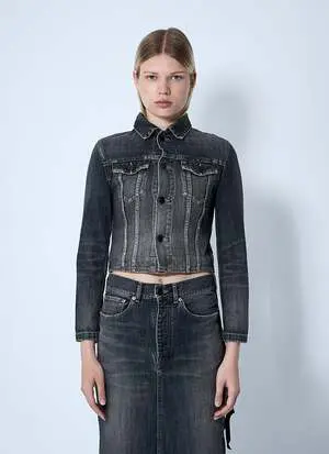 Balenciaga Lace-up Denim Jacket - Gray