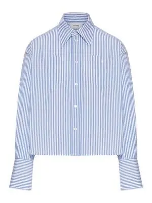 Celine Striped Cotton Poplin Cropped Shirt