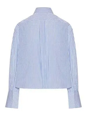 Celine Striped Cotton Poplin Cropped Shirt