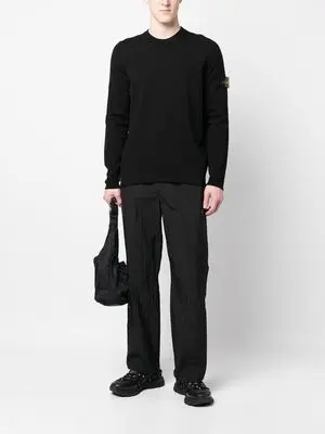 Stone Island Cotton Crewneck Sweater With Logo Patch - Multicolor