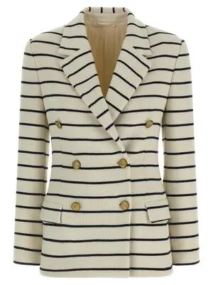 Brunello Cucinelli Striped Sweater Blazer - Blue