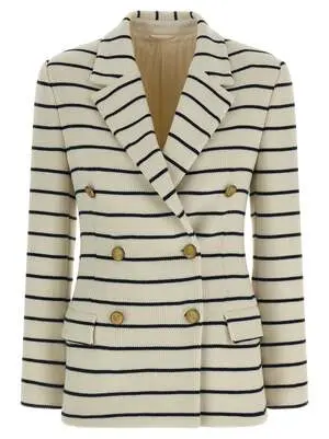 Brunello Cucinelli Brunello Cucinelli Women Striped Sweater Blazer Multicolor