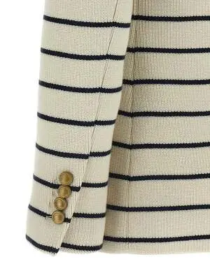 Brunello Cucinelli Double-breasted Striped Knit Blazer - Multicolor