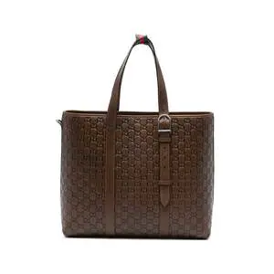Gucci Gucci Brown Embossed Monogram Tote Bag Brown