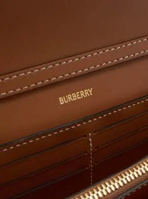 Burberry Check Wallet With Chain ??shoulder Strap - Brown