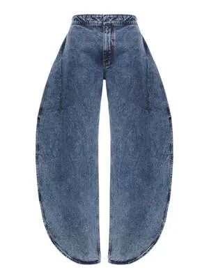Alaïa Petal Denim Trousers With Slit Leg