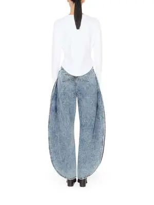 Alaïa Petal Denim Trousers With Slit Leg