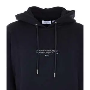 Off-White Hooded Sweatshirt With Frontal Logo - Black