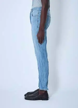 Bottega Veneta Wide-leg Crushed Effect Jeans - Blue