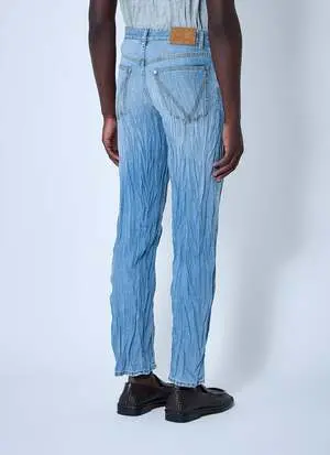 Bottega Veneta Wide-leg Crushed Effect Jeans - Blue