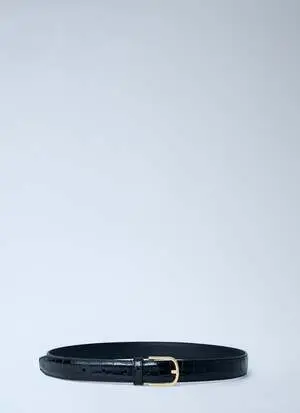 TOTEME Embossed Leather Belt With Polished Buckle - Black