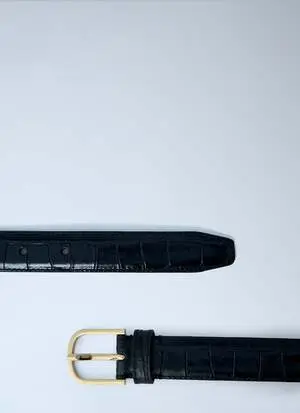 TOTEME Embossed Leather Belt With Polished Buckle - Black