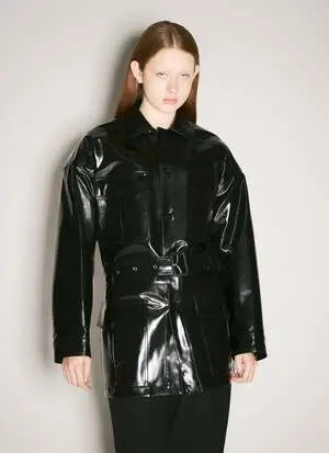 Saint Laurent Saharienne Jacket In Glossy Coated Cotton - Black