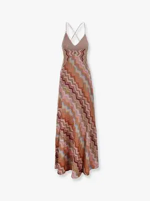 Missoni Long Viscose Dress With Chevron Pattern - Multicolor