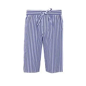 Dolce & Gabbana Striped Cotton Silk Blend Bermuda Trousers - Blue