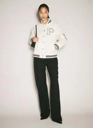 Prada Canvas Bomber Jacket With Graphic Patches