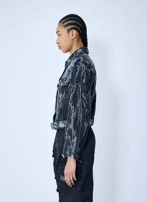 GANNI Printed Denim Belted Jacket
