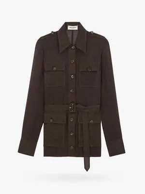 Saint Laurent Biologic Silk Dress With Belt - Multicolor
