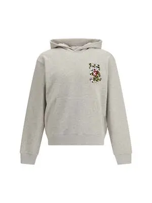 Kenzo KENZO Wild Tiger Embroidered Cotton Hoodie Gray