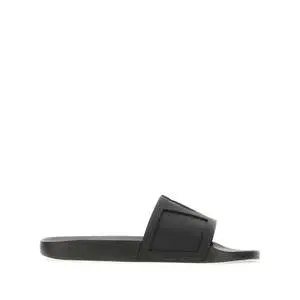 Valentino Garavani Maxi Vlogo Signature Rubber Slides - Black