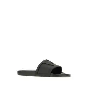 Valentino Garavani Maxi Vlogo Signature Rubber Slides - Black