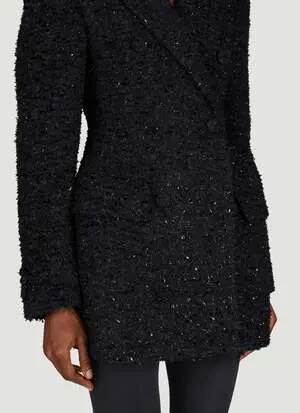 Balenciaga Hourglass Jacket In Wool-blend Tweed - Black