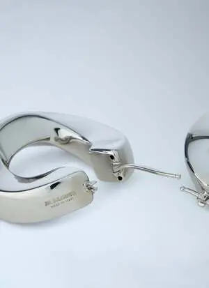 JIL SANDER Sculptural Hoop Earrings - Silver