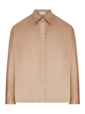 Brunello Cucinelli Stretch Silk Satin Shirt With Monili Detail - Multicolor