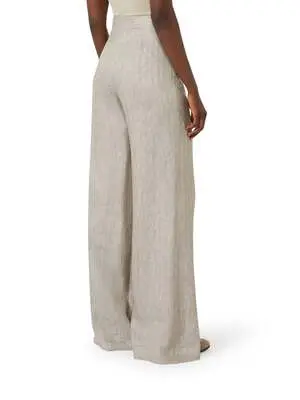 Max Mara Chevron Linen Wide-leg Trousers - Cream