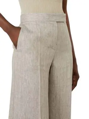 Max Mara Chevron Linen Wide-leg Trousers - Cream