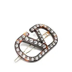 Valentino Garavani Embellished Logo Barrette