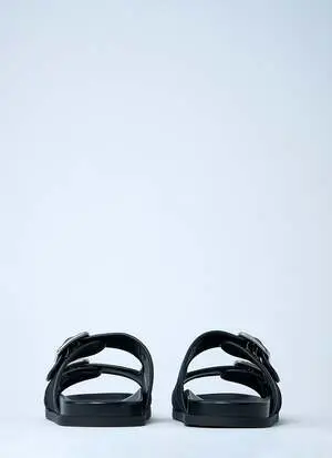 Gucci Gg Motif Slide Sandals With Buckle Fastening