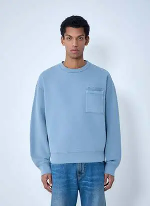 Marni Cotton Jersey Crewneck Sweatshirt With Chest Pocket - Blue