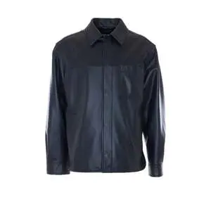 Loewe Leather Shirt With Mini Anagram Logo - Black