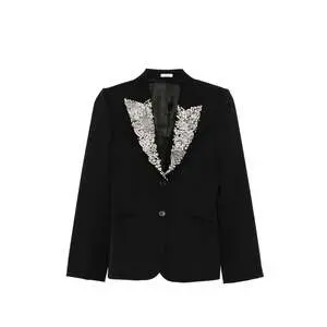 Alexander McQueen Embellished Peak Lapel Single-breasted Blazer - Black
