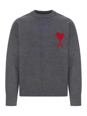 AMI Paris AMI PARIS Ami De Coeur Embroidered Merino Wool Sweater Multicolor