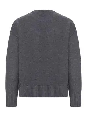AMI Paris De Coeur Embroidered Merino Wool Sweater - Multicolor